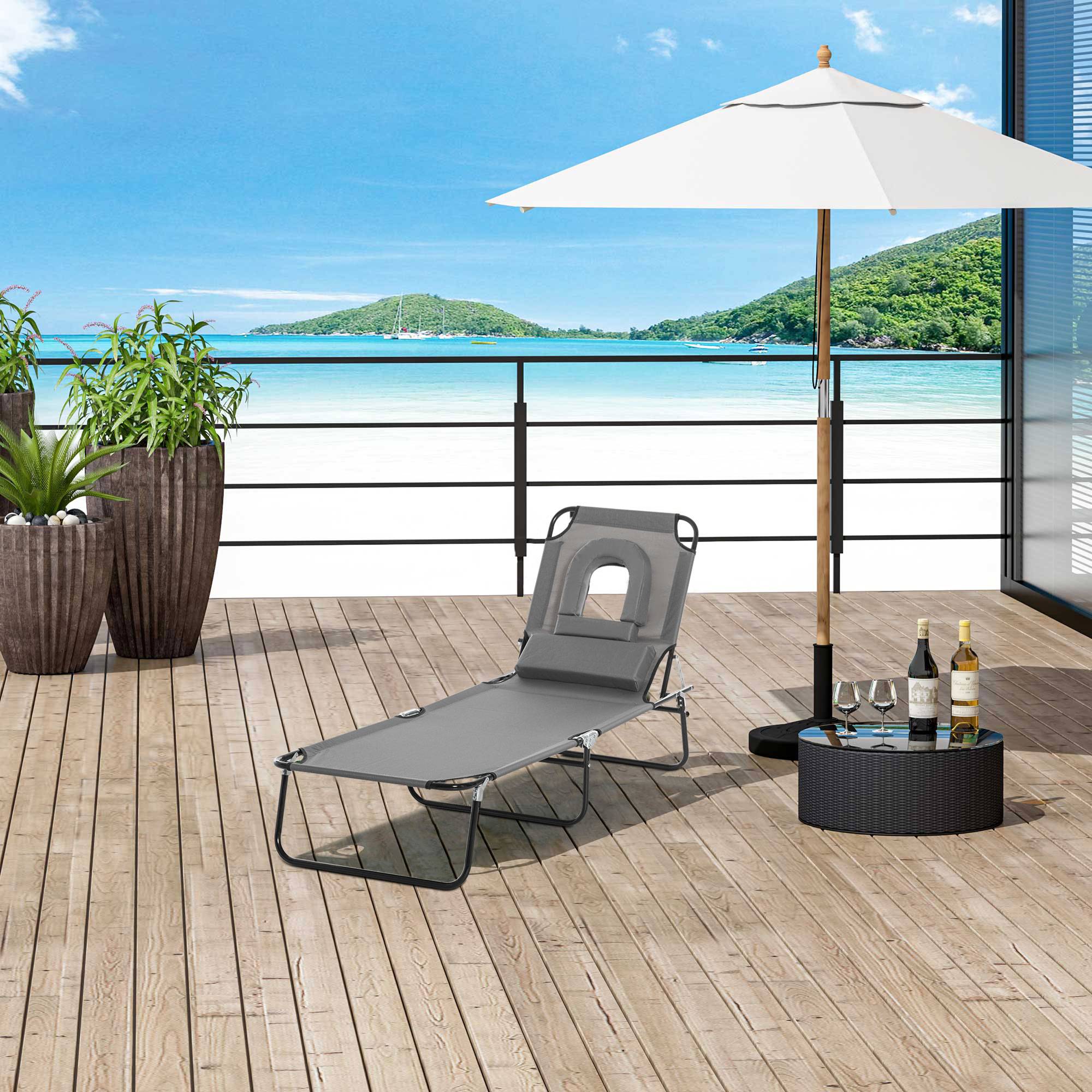 Bain de Soleil Pliable transat inclinable 4 Positions Chaise Longue 3 ...
