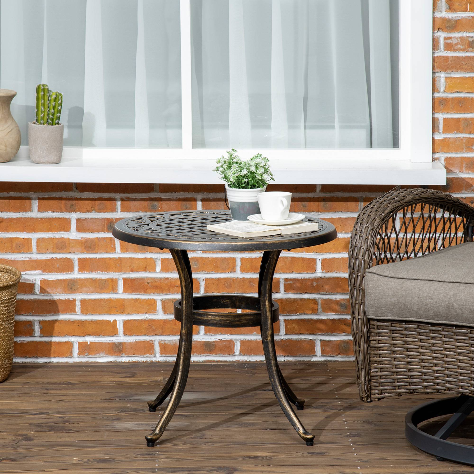 Table d'appoint extérieure aluminium moulé 60 x 60 x 52.5 cm - PANGIVO ...