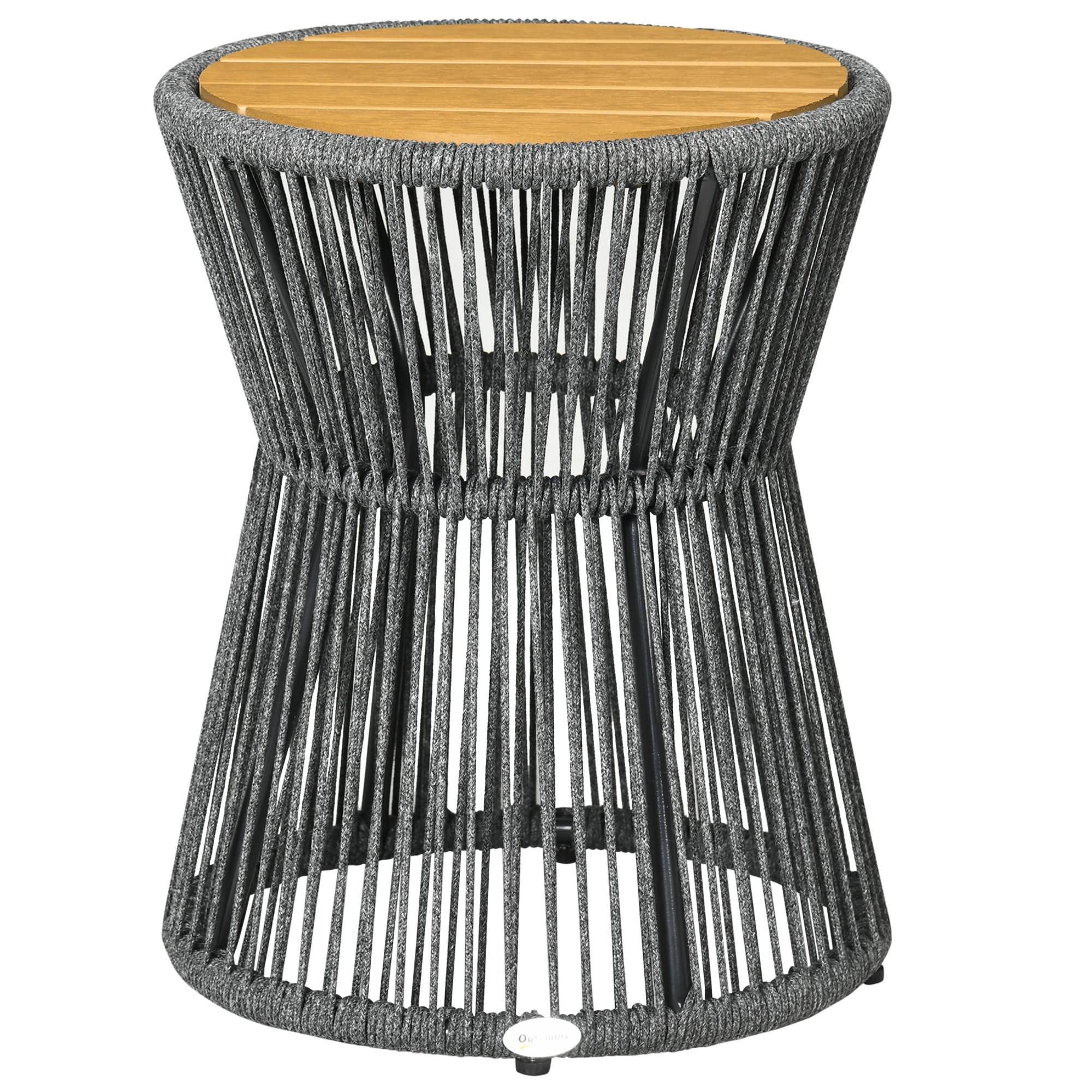 Table d'appoint extérieure résine tressée noir et naturel 39 x 39 x 49 ...