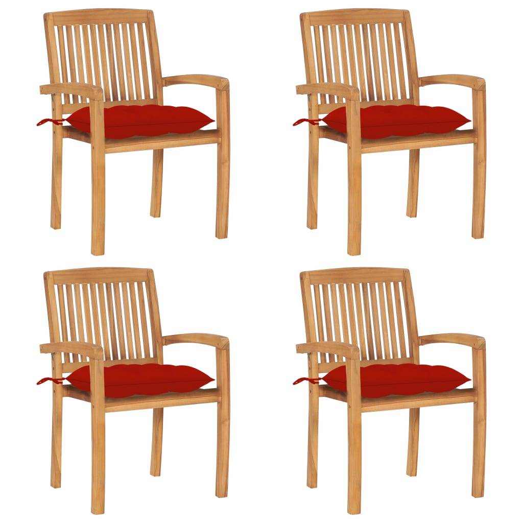 Chaises de jardin empilables teck rouge 60 x 57.5 x 90 cm - PANGIVO ...