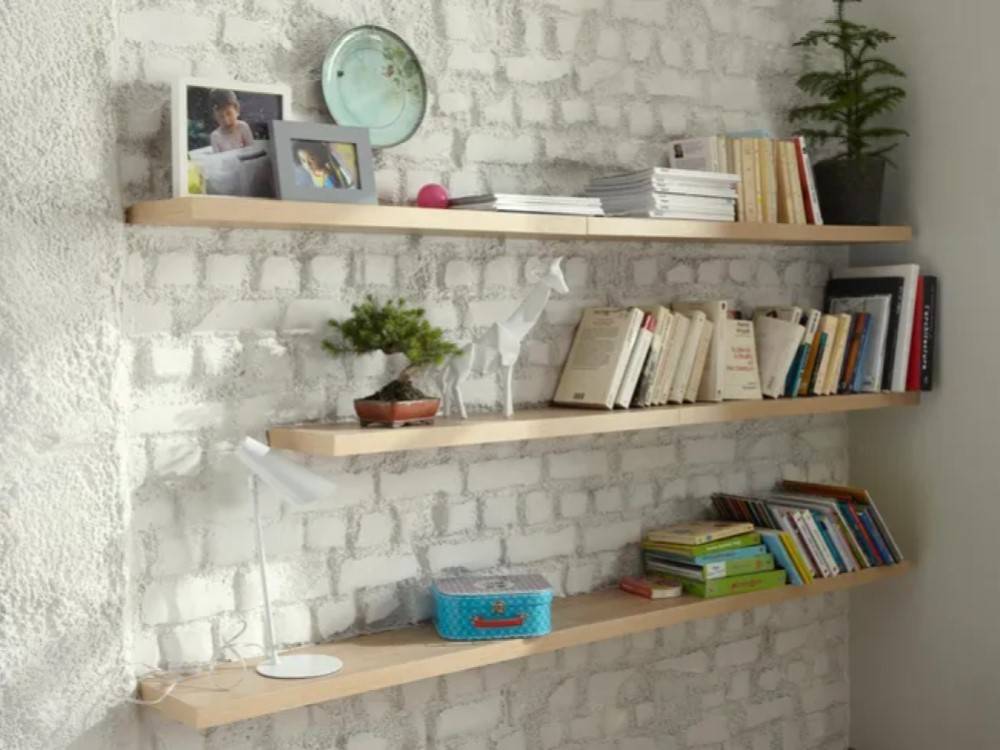 Etagère murale en bois chêne, L.90 x P.23.5 cm Ep.18 mm - Gamm vert
