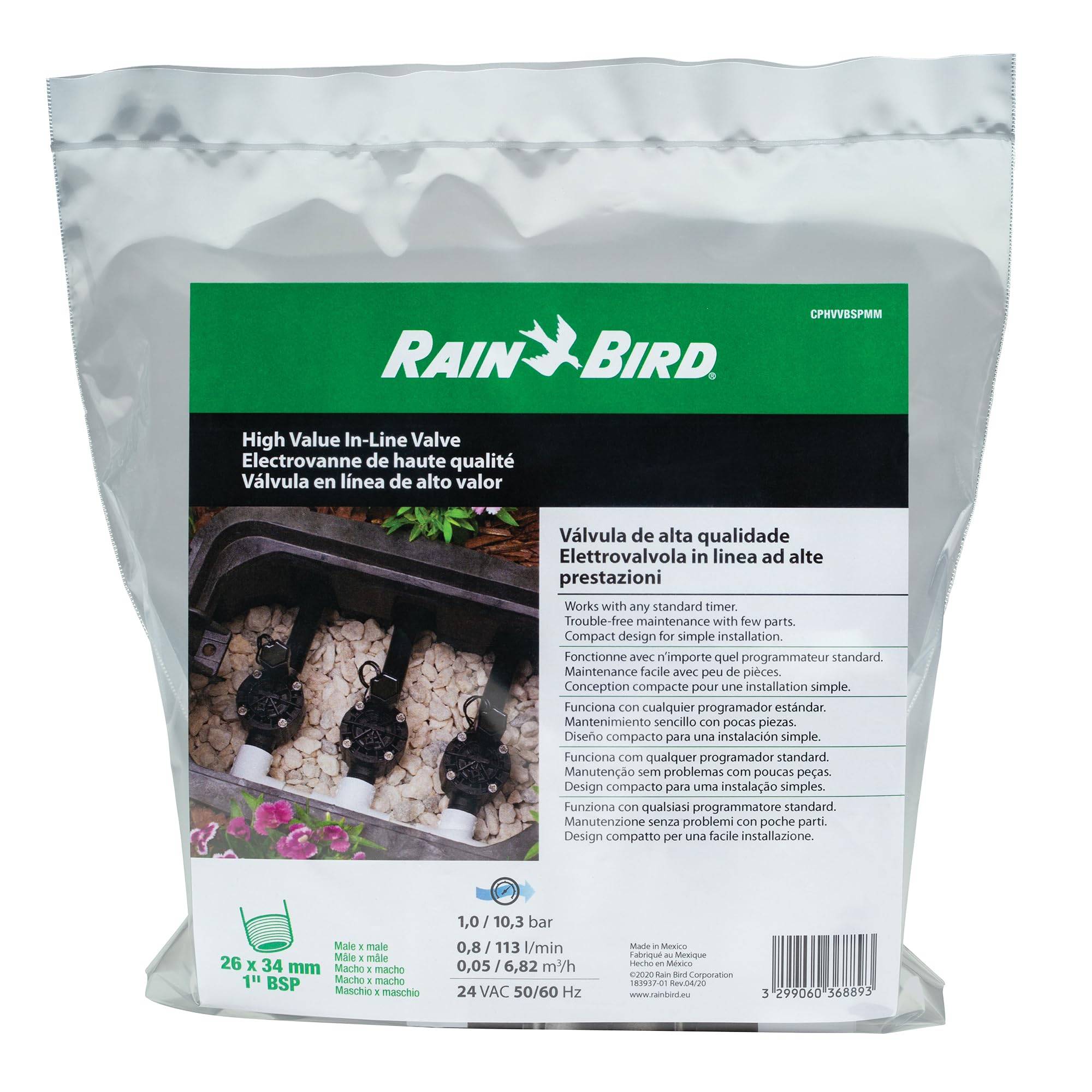 Électrovanne 24 Volts 100HVB-MMB Rain Bird MM 26x34 avec Vis de Purge ...