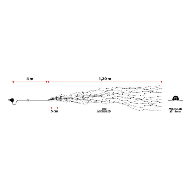 Cascade lumineuse LED 1M 15 branches 300 Micro LED blanc froid Lotti ...