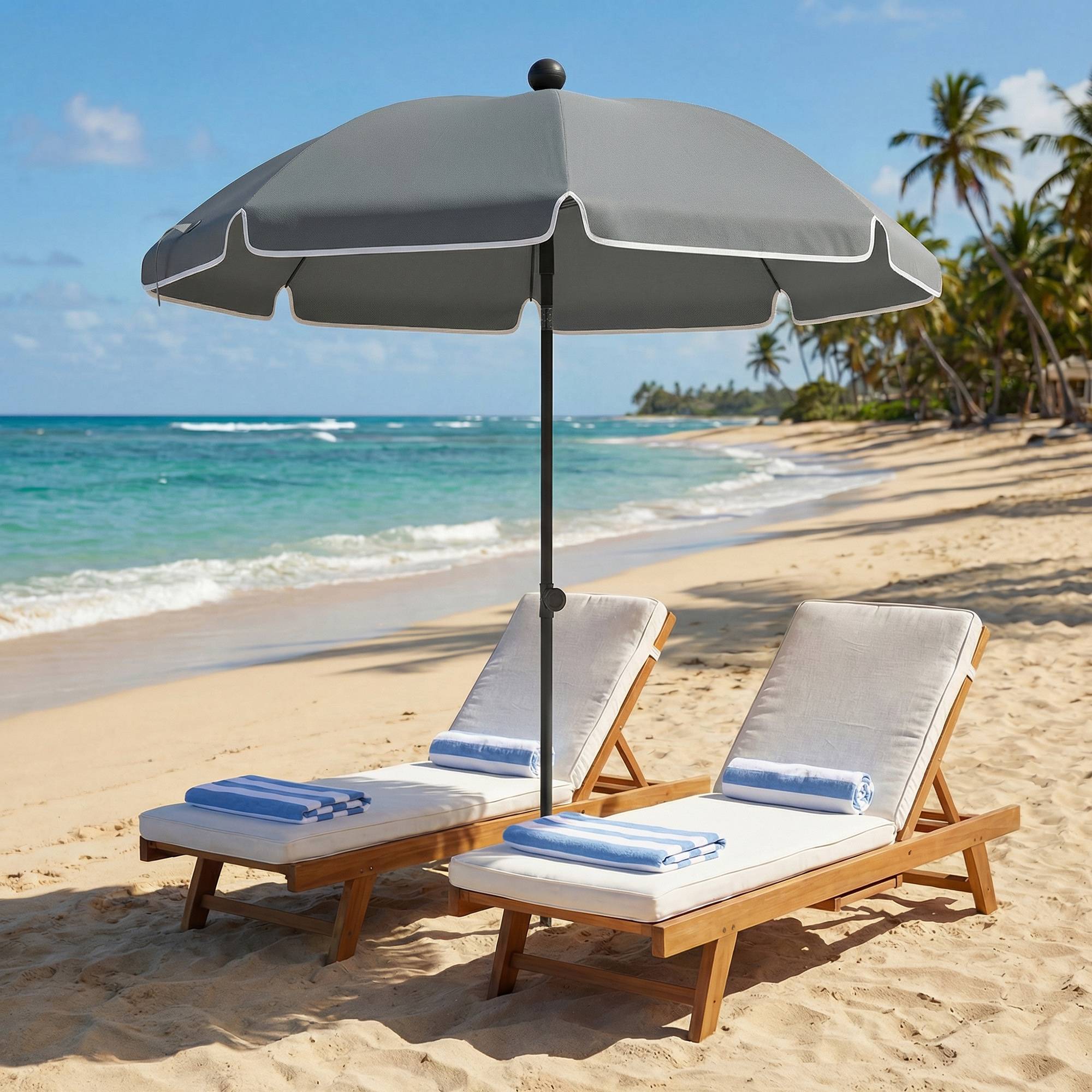 Parasol de plage 1m, parasol de jardin inclinaison avec ancrage au ...