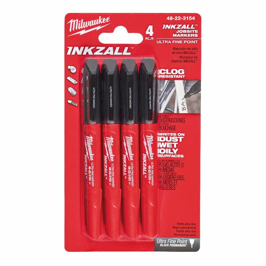 Marqueur MILWAUKEE Inkzall - Blister de 4 - 48223154 - Gamm vert