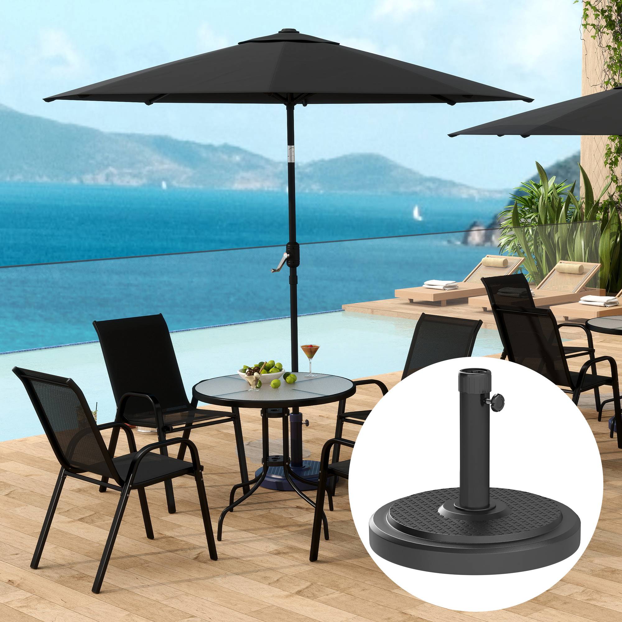 Pied de parasol socle parasol extérieur pour mât de Ø 38 et 48 mm poids ...