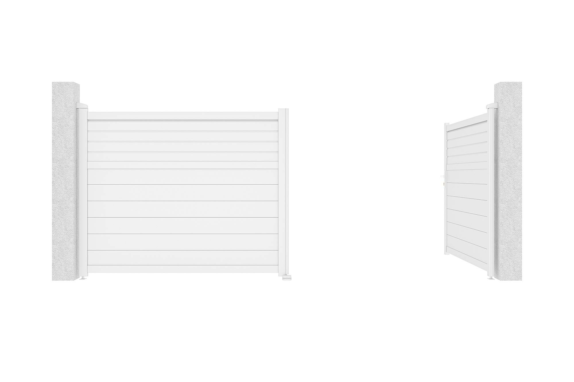 Portail battant 4 m CARPATIA H.160 cm alu blanc + 2 poteaux 15x15 cm H ...