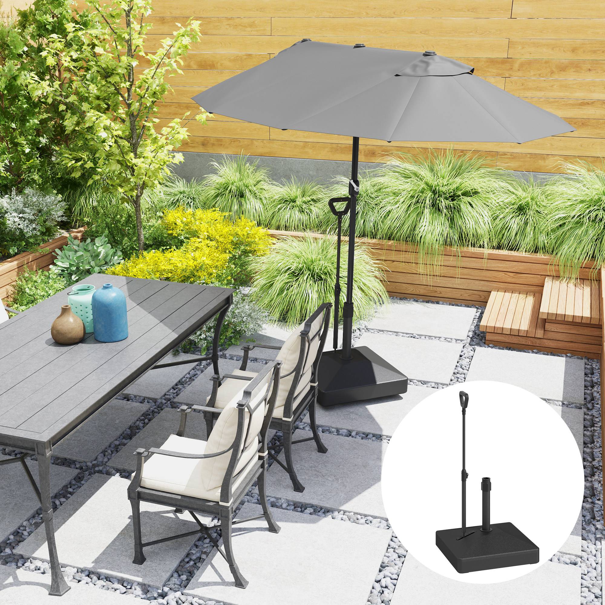 Pied de parasol carré support parasol en HDPE sur roulettes avec ...