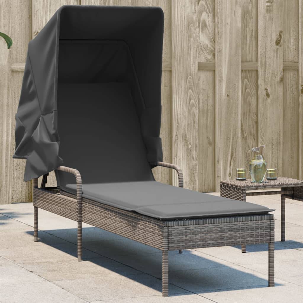 Transat Extérieur Résine Tressée avec Toit Pliable Gris – ComfortXL ...