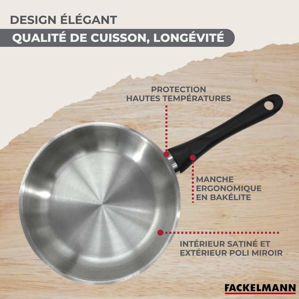 Lot de 2 Poêles 20/28cm et 3 Faitouts 16/20/24cm Fackelmann Généva avec ...