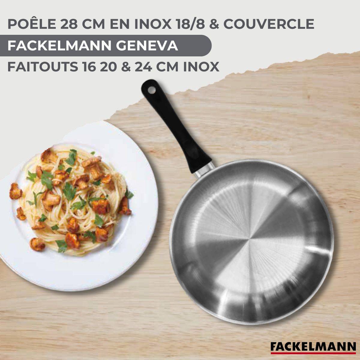 Lot Poêle 28cm avec couvercle Fackelmann Généva et 3 Faitouts 16/20 ...