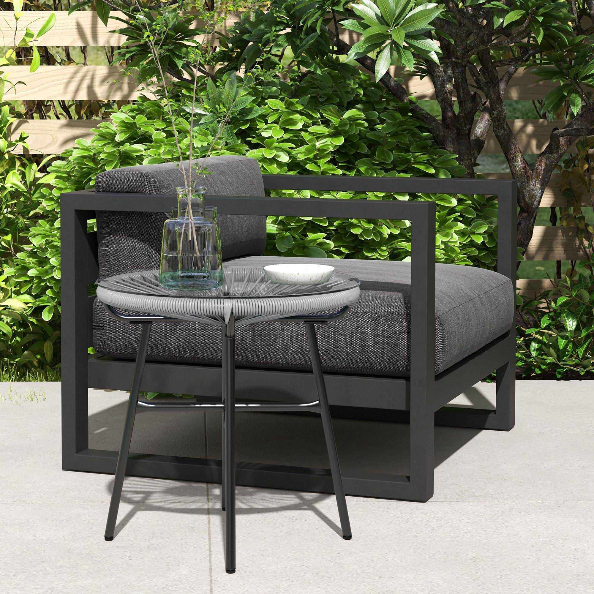 Table d'appoint extérieure résine tressée gris 50 x 50 x 50 cm ...