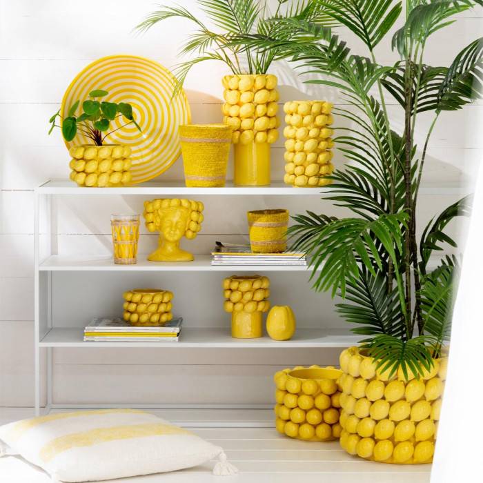 Vase Déco en Céramique "Citron" 34cm Jaune - Gamm vert