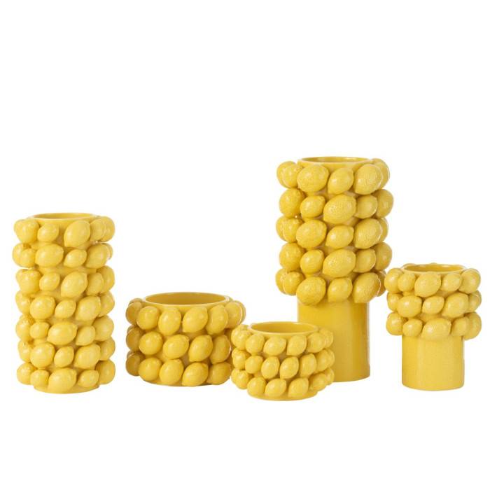 Vase Déco en Céramique "Citron" 34cm Jaune - Gamm vert