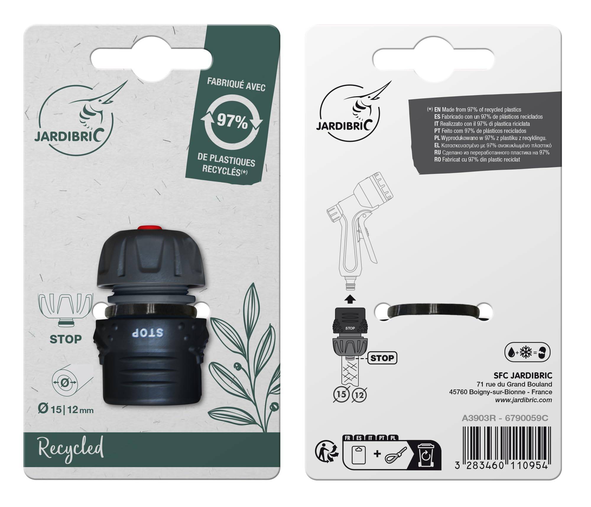 Raccord Automatique Recyclé Jardibric Raccord Rapide Stop Ø15 ...