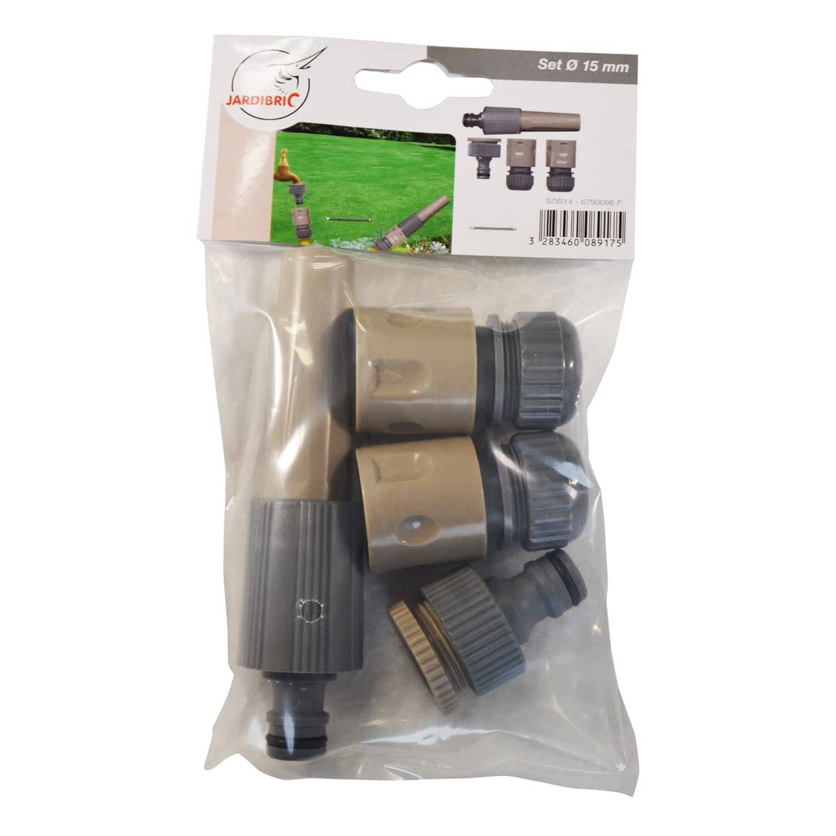 Set de Base d'arrosage Jardibric 15 mm avec Lance et 2 raccords + 1 nez ...
