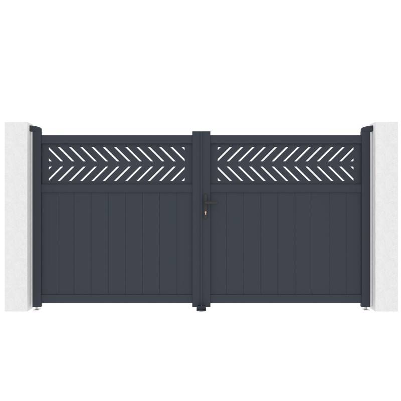 Portail battant aluminium anthracite 300x158 cm motorisable AXIS GROW X ...