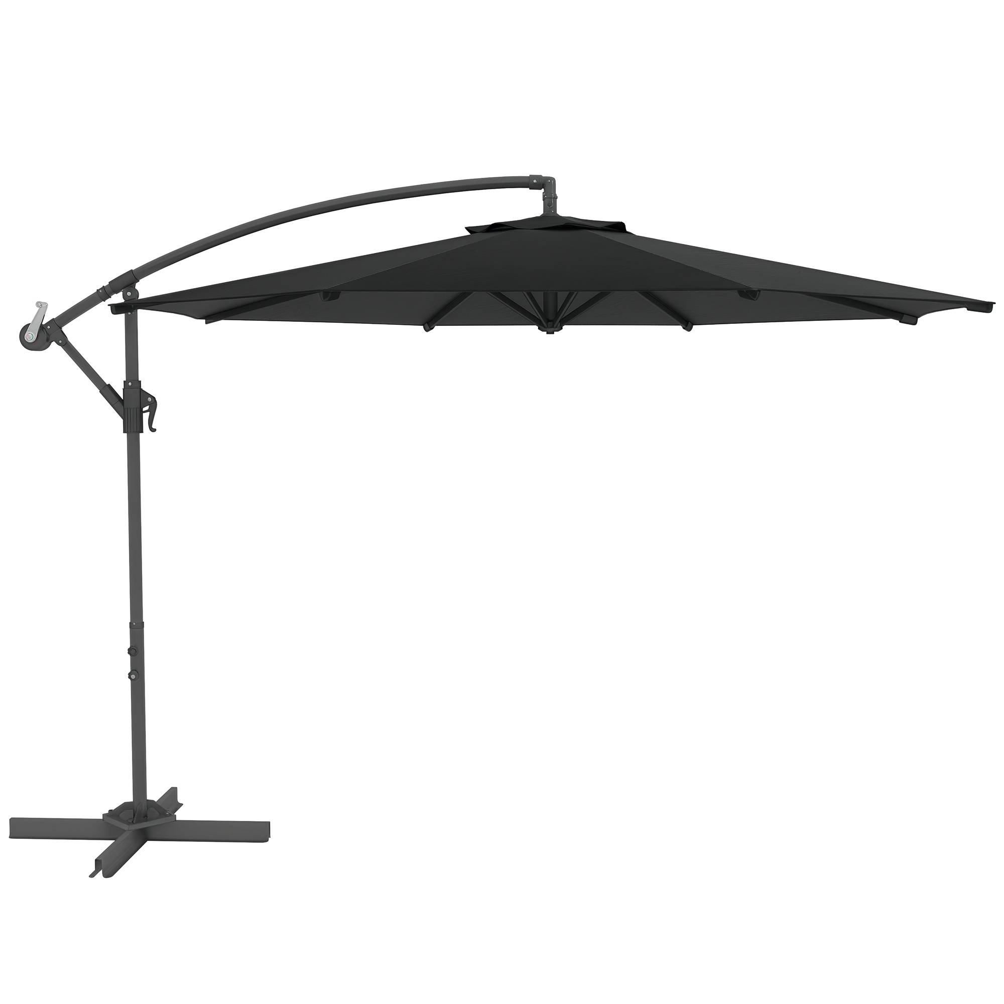 Parasol déporté octogonal en métal et polyester noir 270 x 270 x 250 cm ...