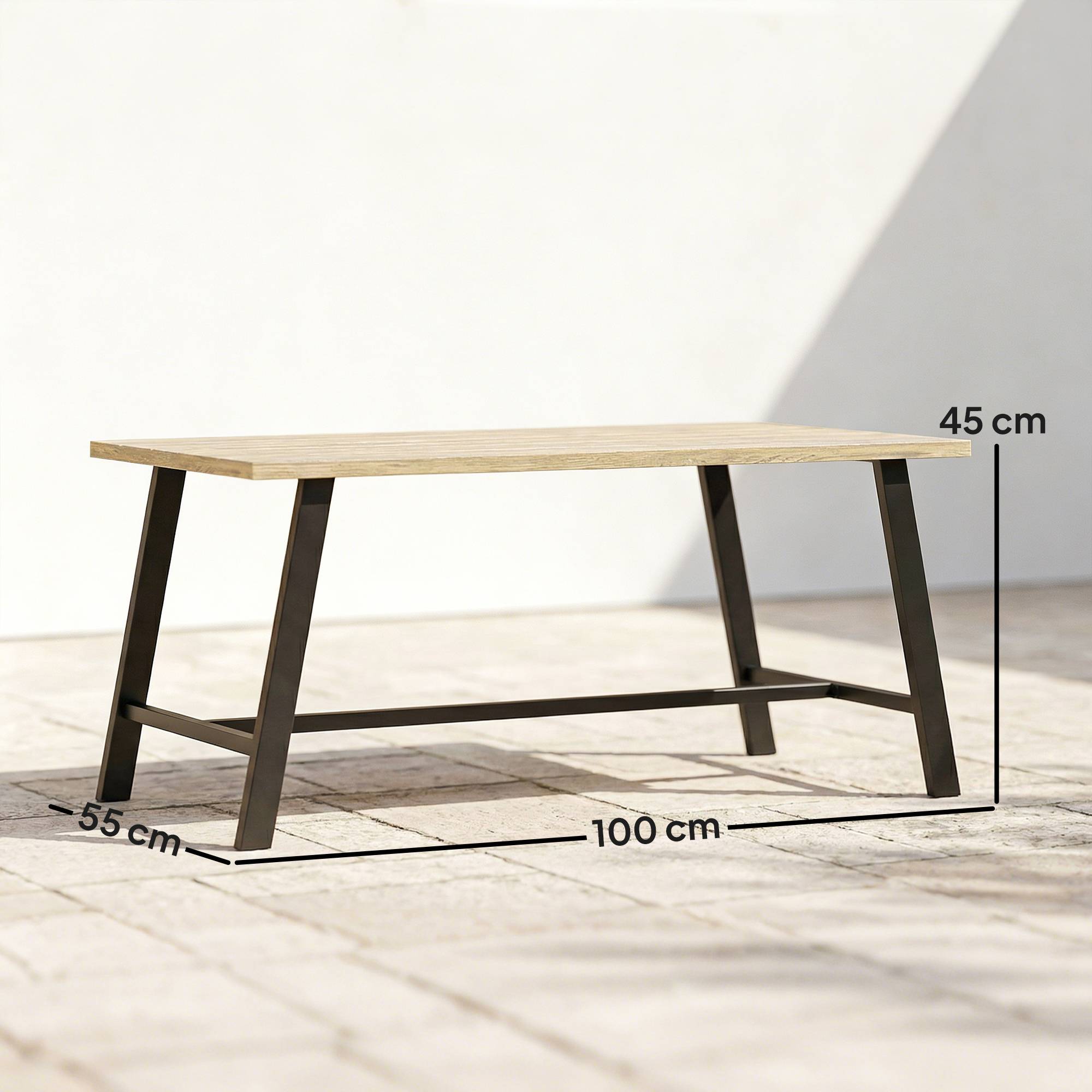 Table basse rectangulaire en métal plateau imitation bois pour ...