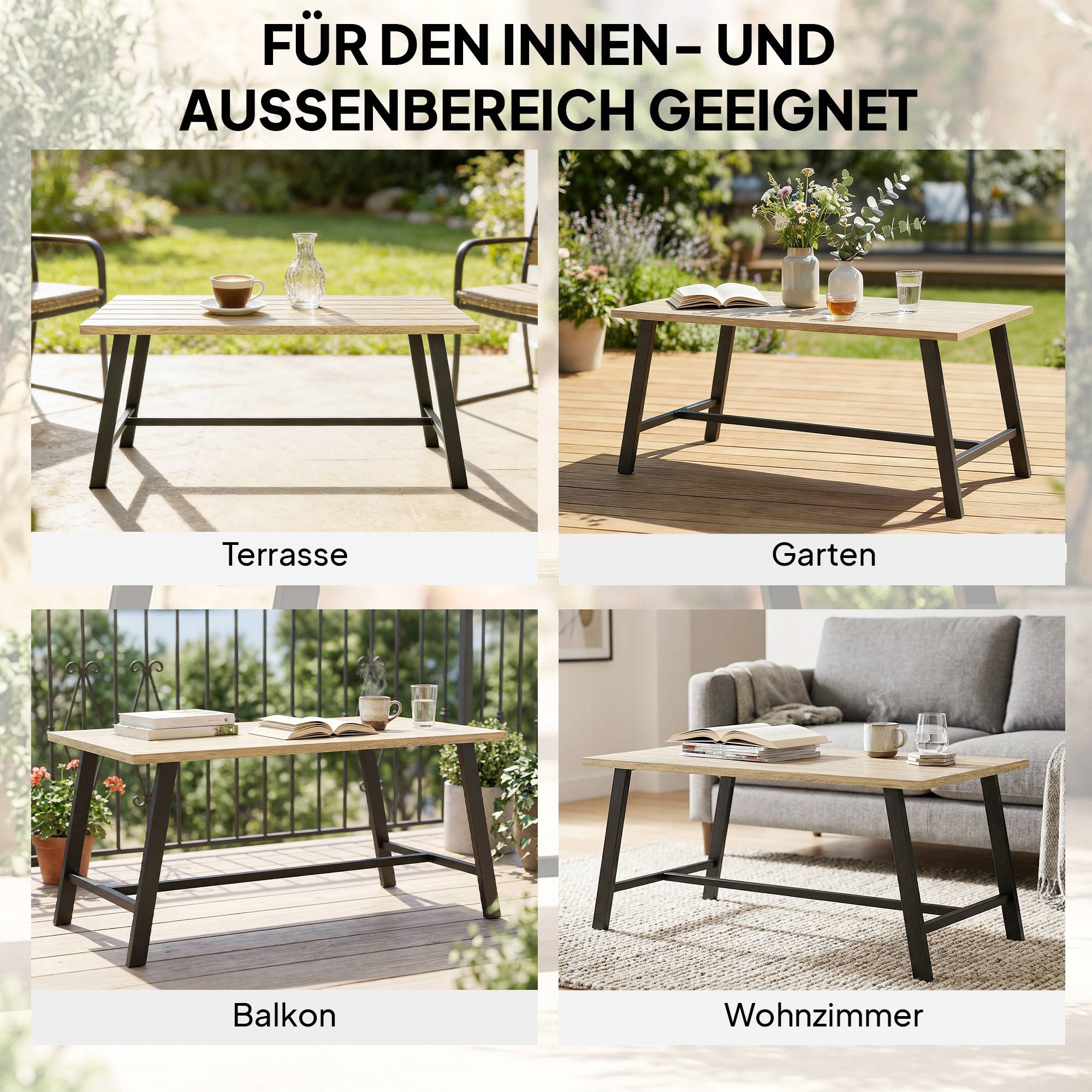 Table basse rectangulaire en métal plateau imitation bois pour ...