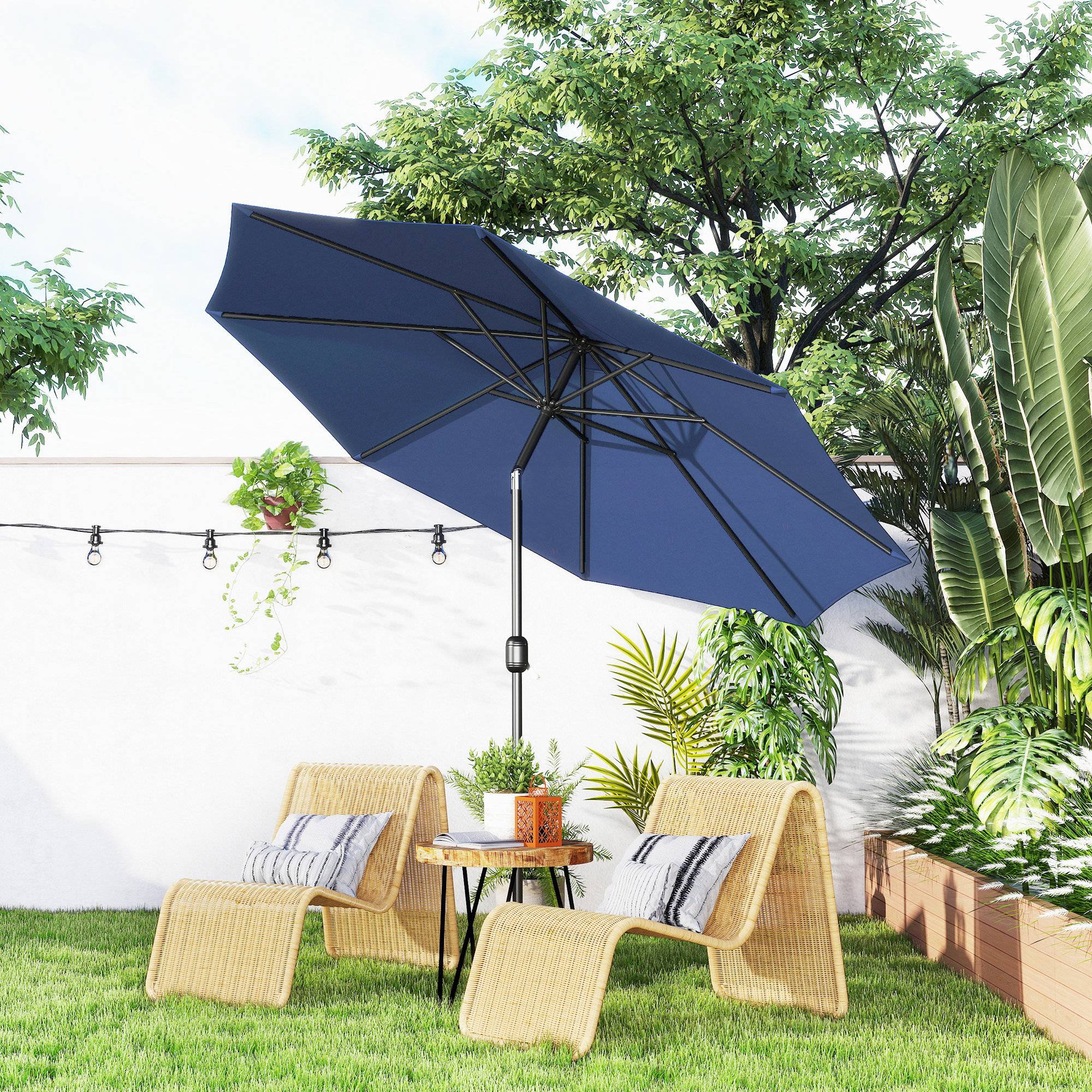 Parasol de jardin Métal Bleu 295x295x250 cm - Gamm vert