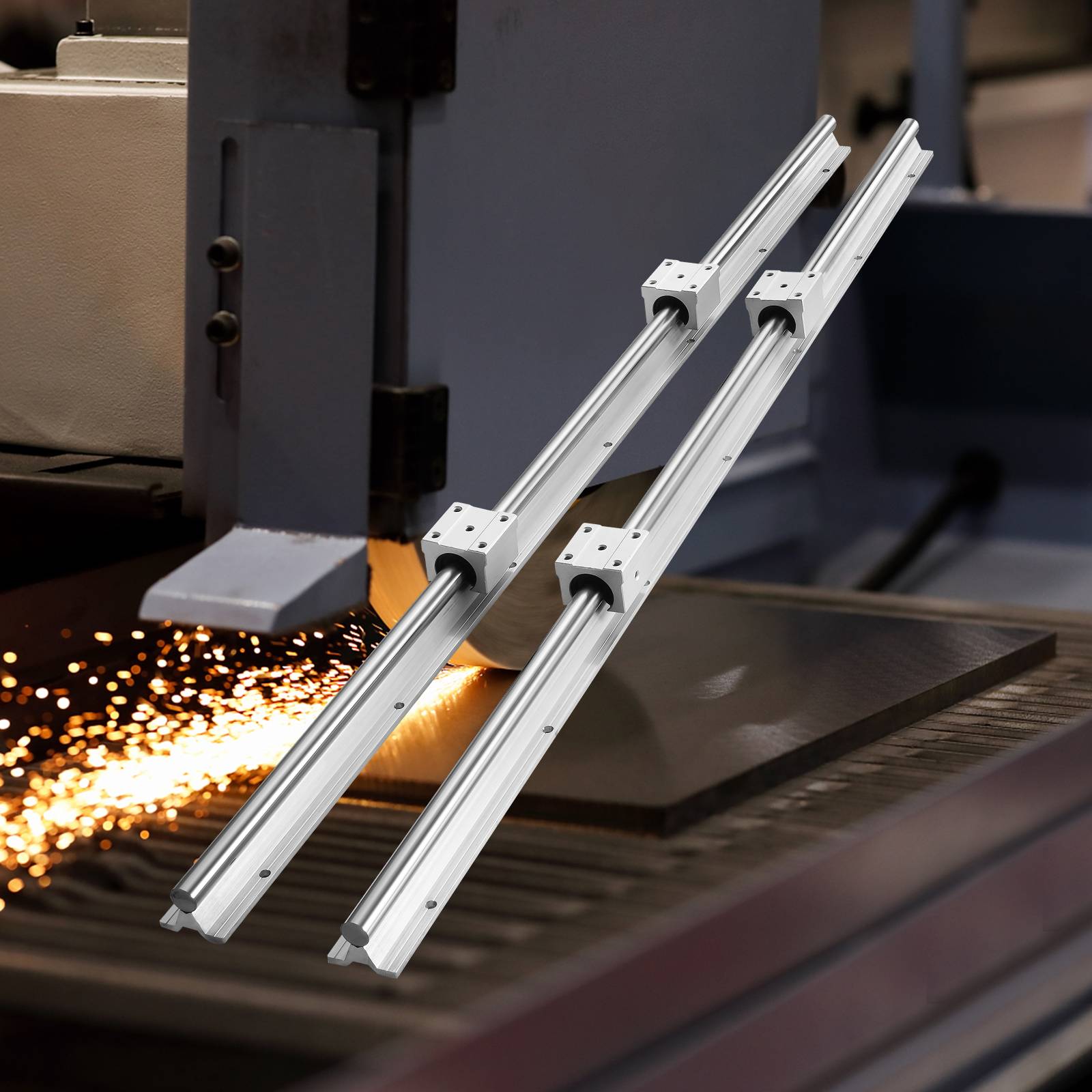 Rails linéaires SBR20 800mm (2pcs) + 4 blocs SBR20UU, pour machines ...