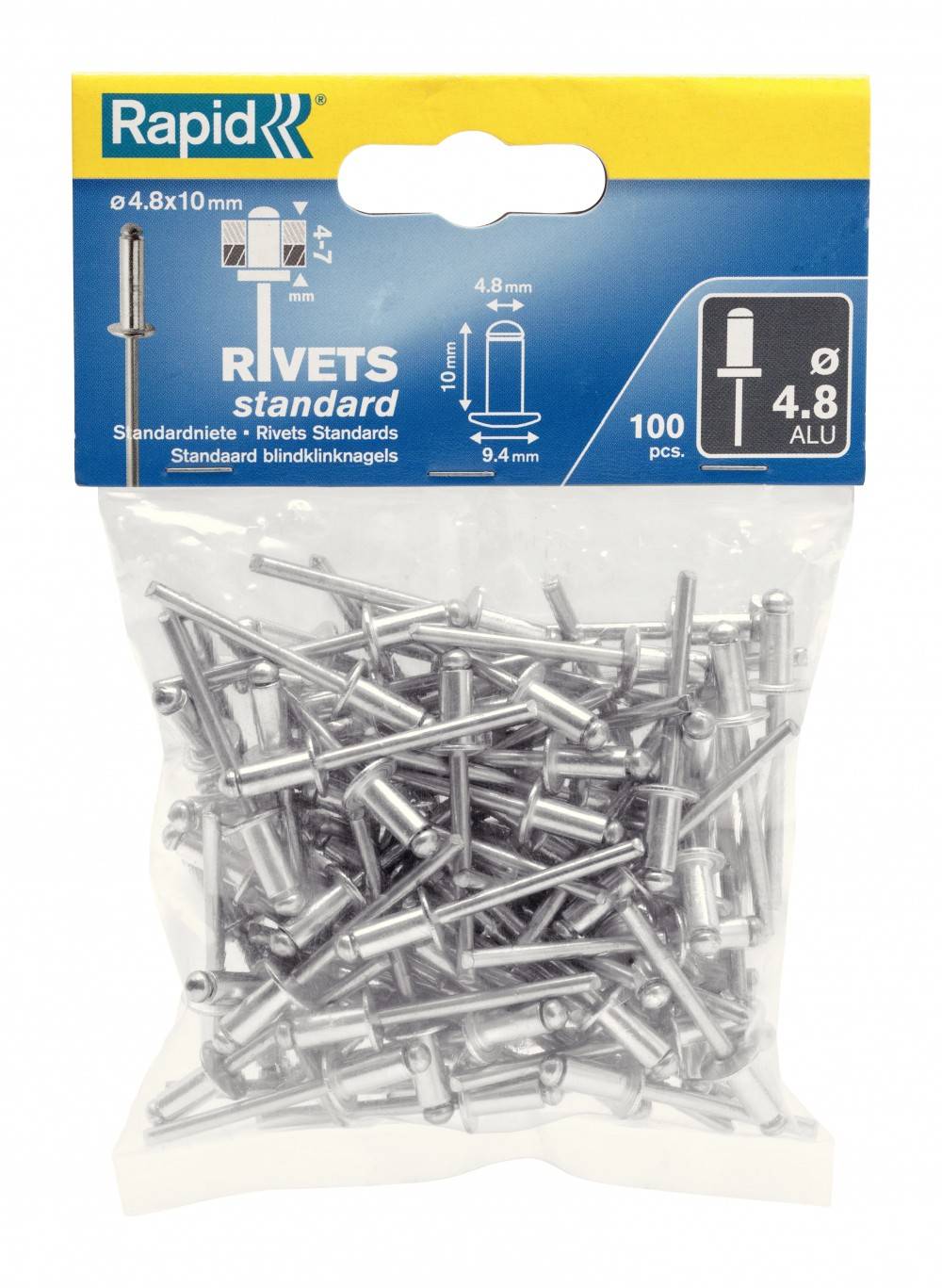 Lot de 100 rivets aluminium Diam.4.8 x H.10 mm RAPID - Gamm vert