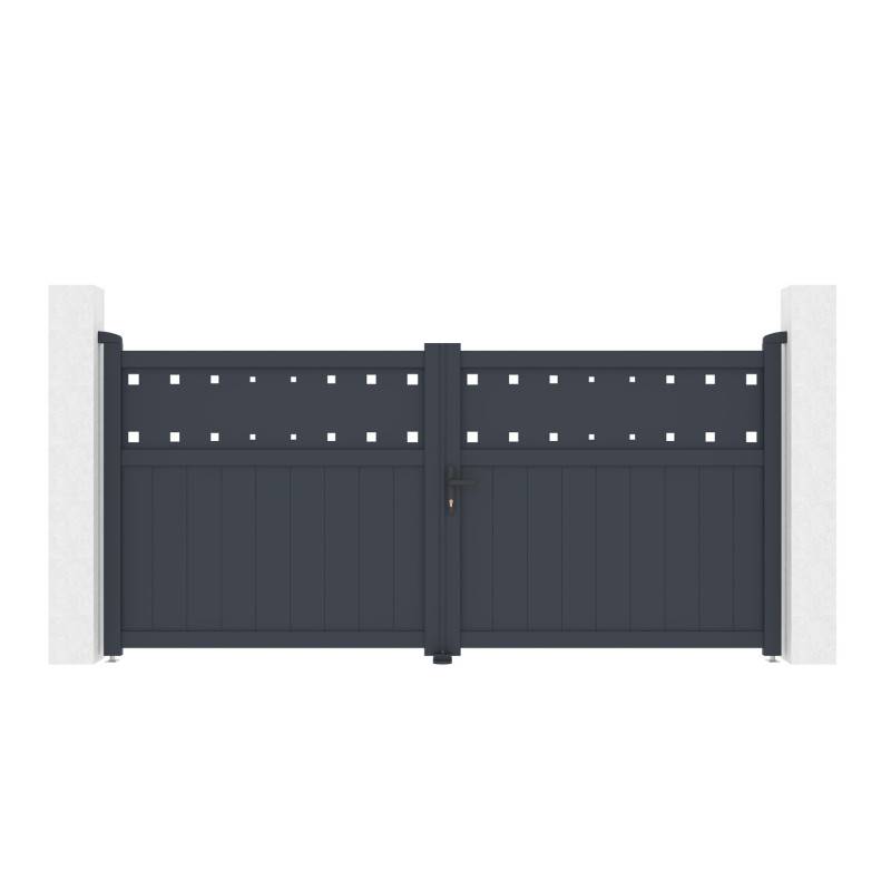 Portail battant aluminium anthracite 300x140 cm motorisable X-Metal ...