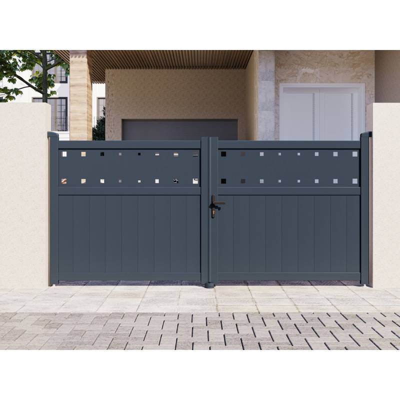 Portail battant aluminium anthracite 300x140 cm motorisable X-Metal ...