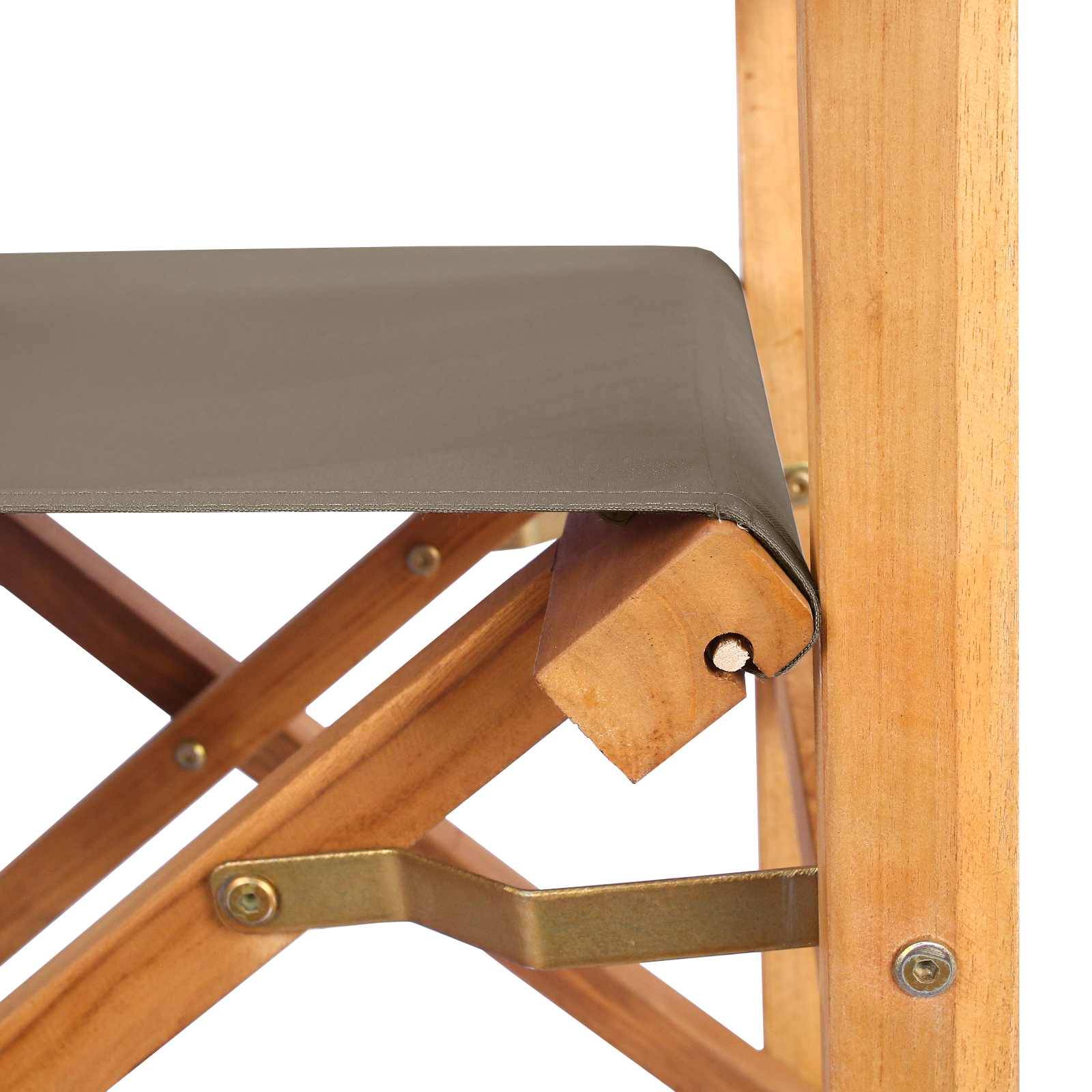 Chaise de directeur bois de teck marron et taupe 56 x 54 x 87 cm ...