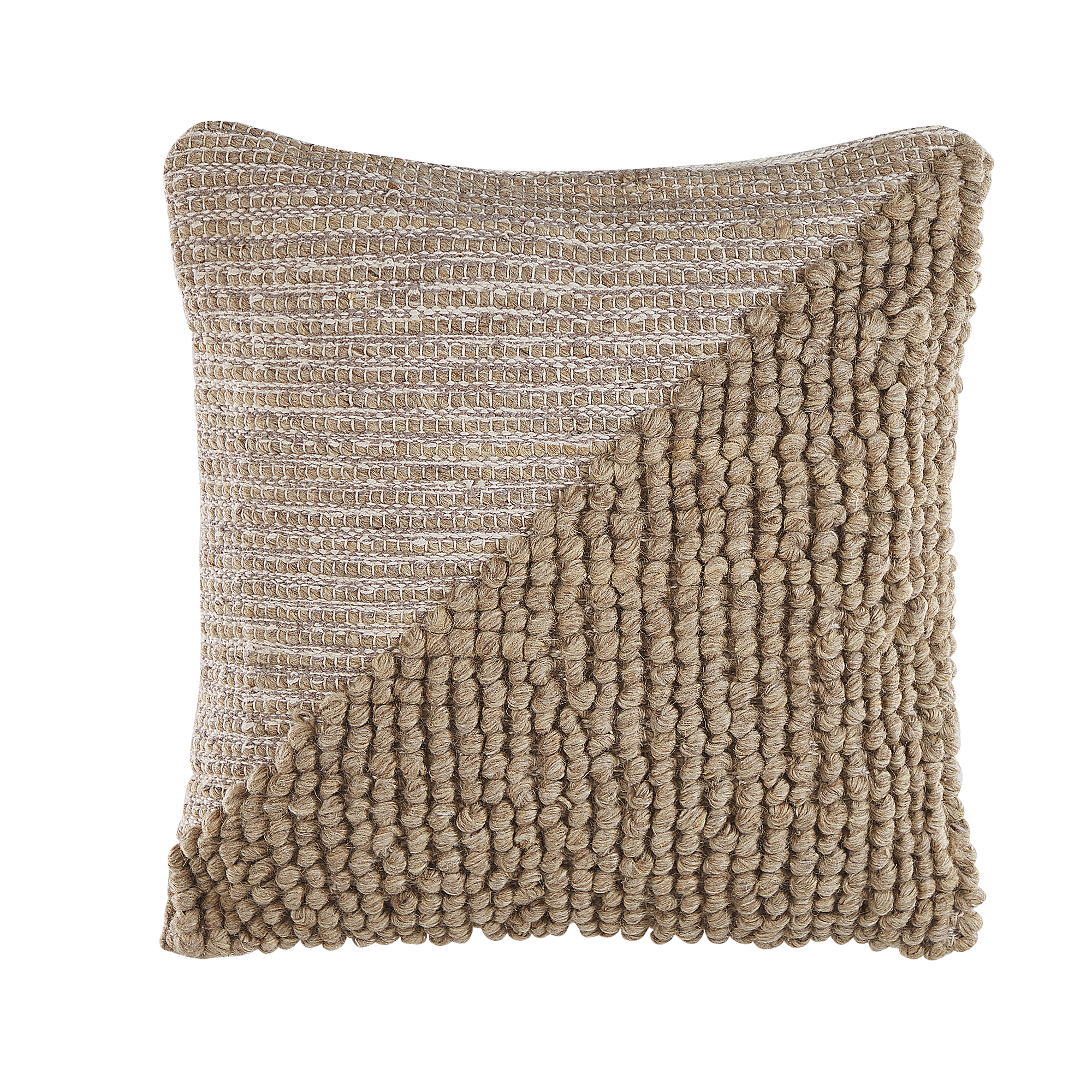 2 coussins déco bicolores beige clair et sable faits à la main en coton ...