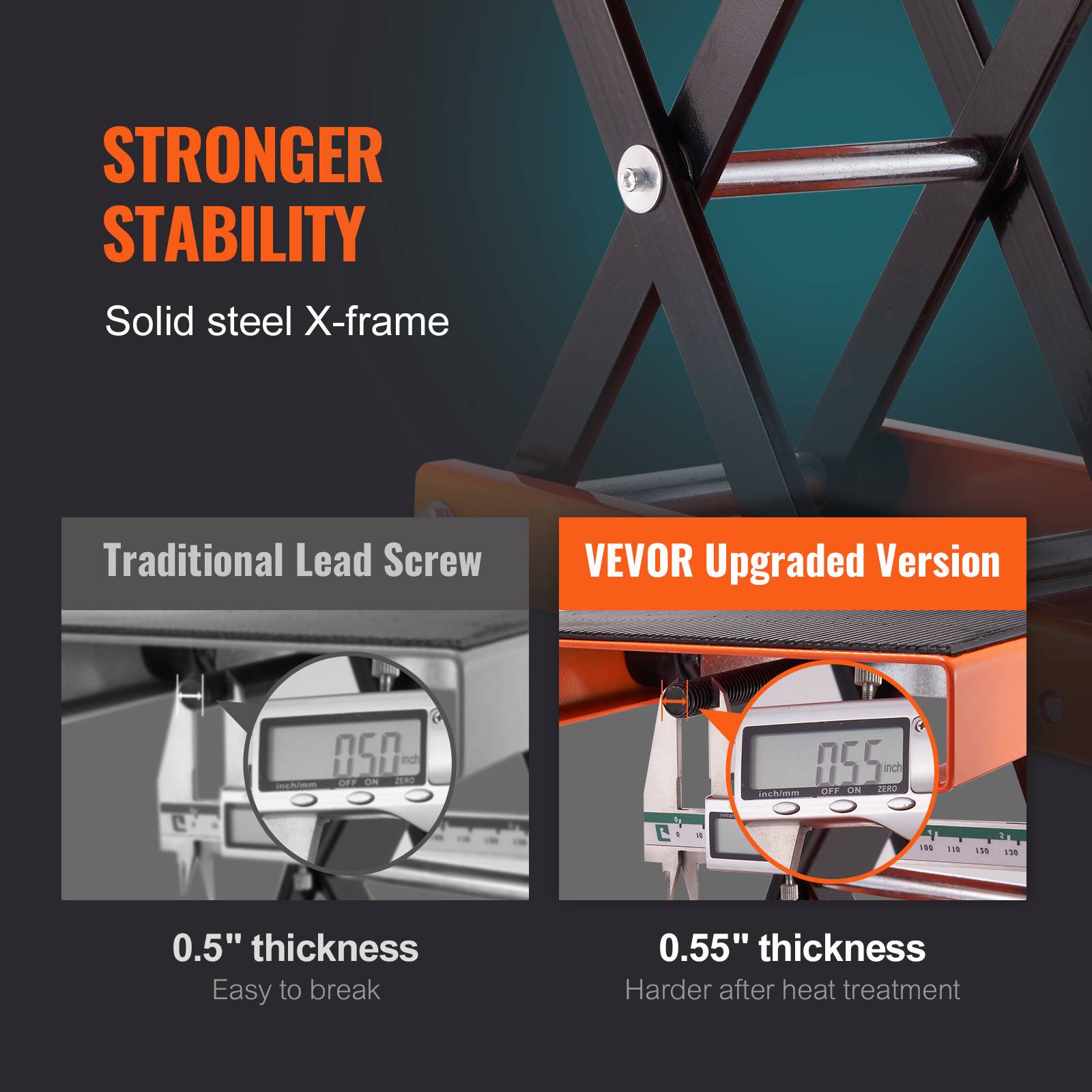 Cric moto à ciseaux 500 kg, ht. levage 9,5-35 cm, plate-forme 36,5x22 ...