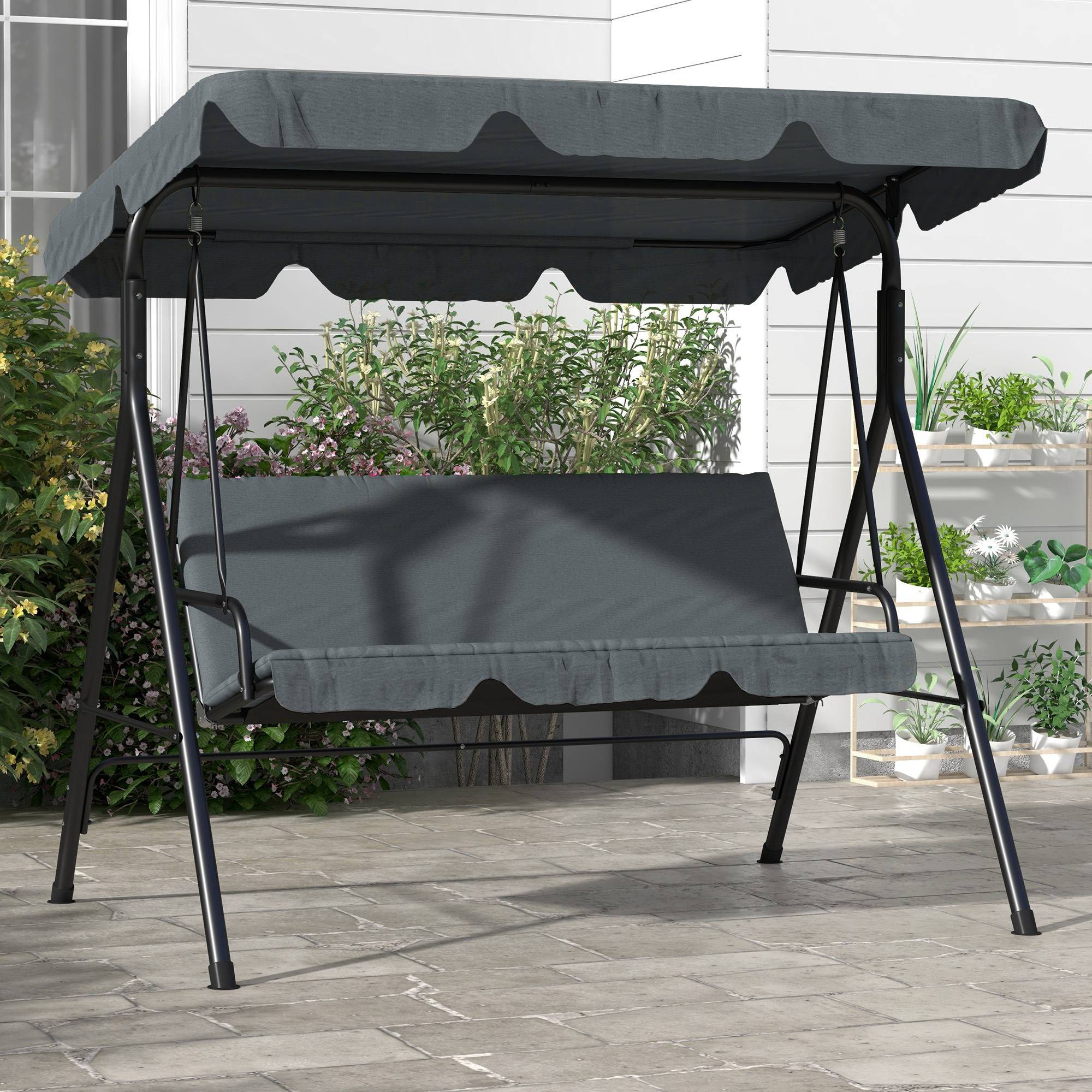 Balancelle de jardin acier gris 172 x 110 x 153 cm - PANGIVO - Gamm vert