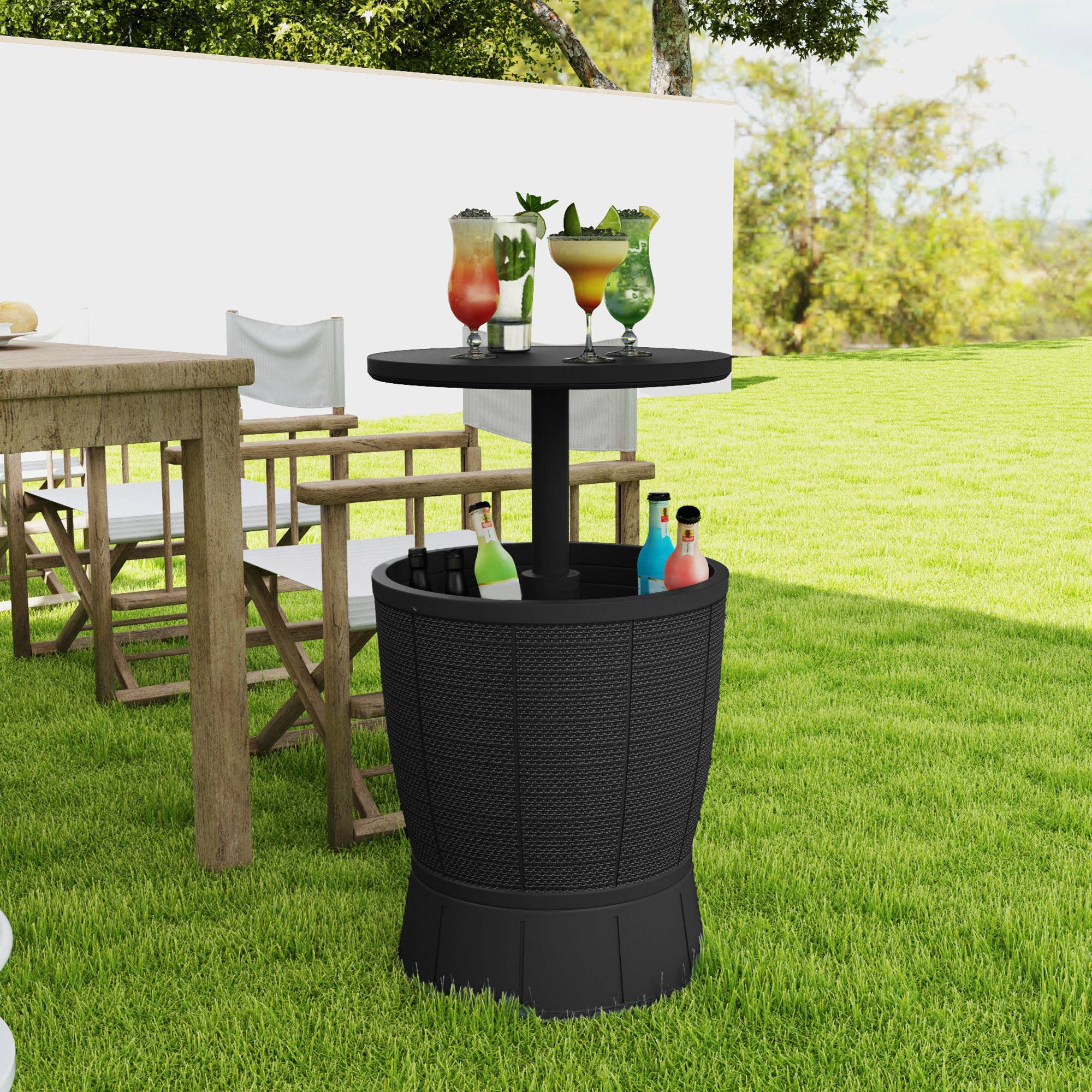 Table glacière réglable 3 en 1 polypropylène extérieur bar cocktail ...