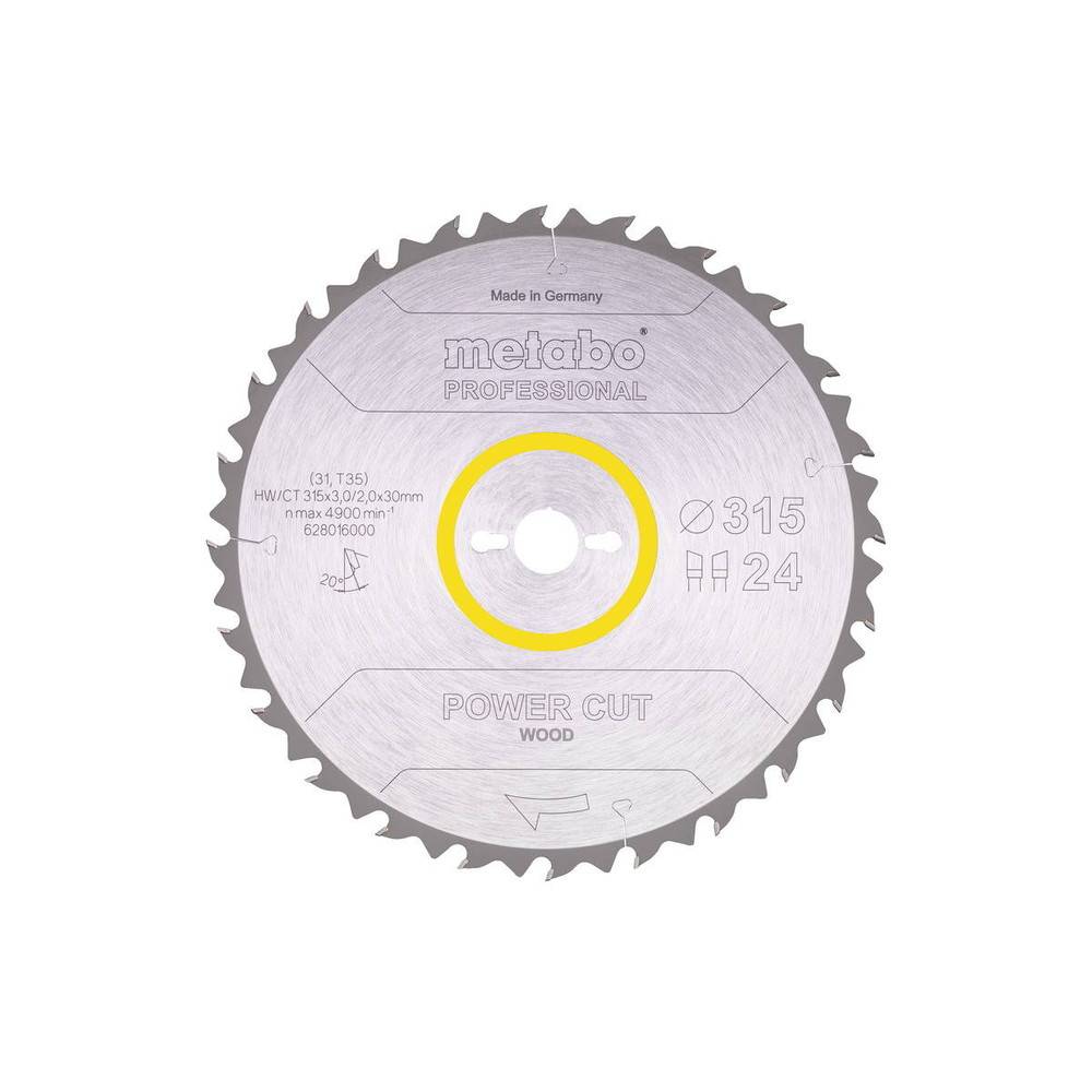 Lame de scie circ. Pro "Power Cut Wood" HW/CT 315x30, 24 WZ 20° - Gamm vert