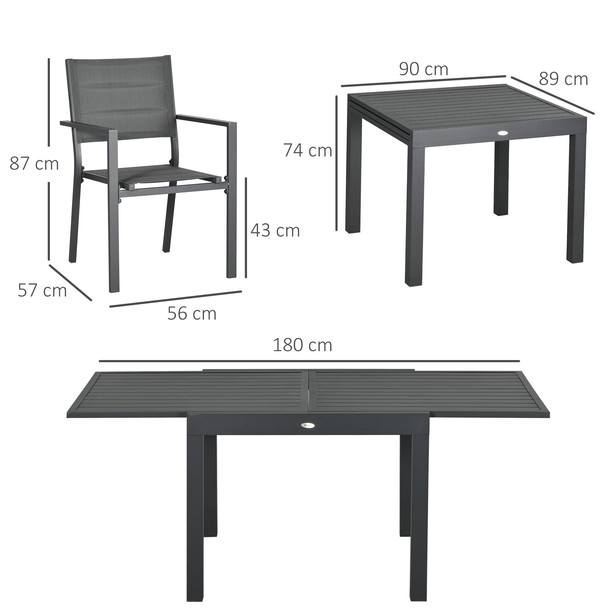 Salon de jardin en aluminium et textilène table extensible 8/12 ...