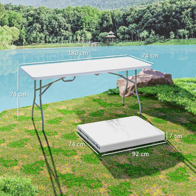 Table pliable métal plastique blanche, table pique-nique et camping ...