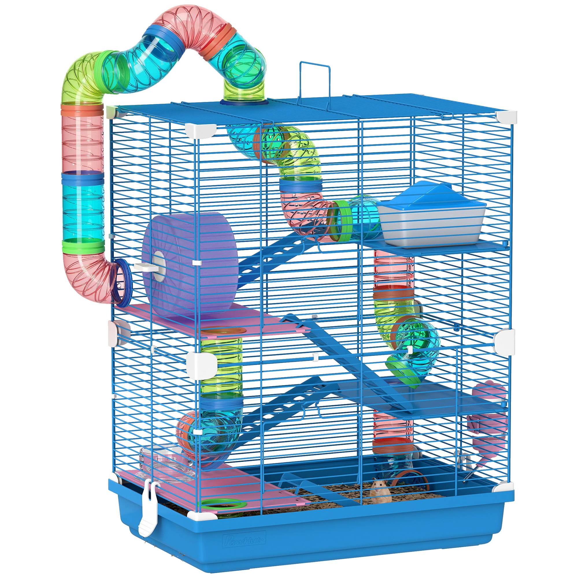 Cage pour hamster métal et plastique bleu 46 x 30 x 58 cm - PANGIVO ...