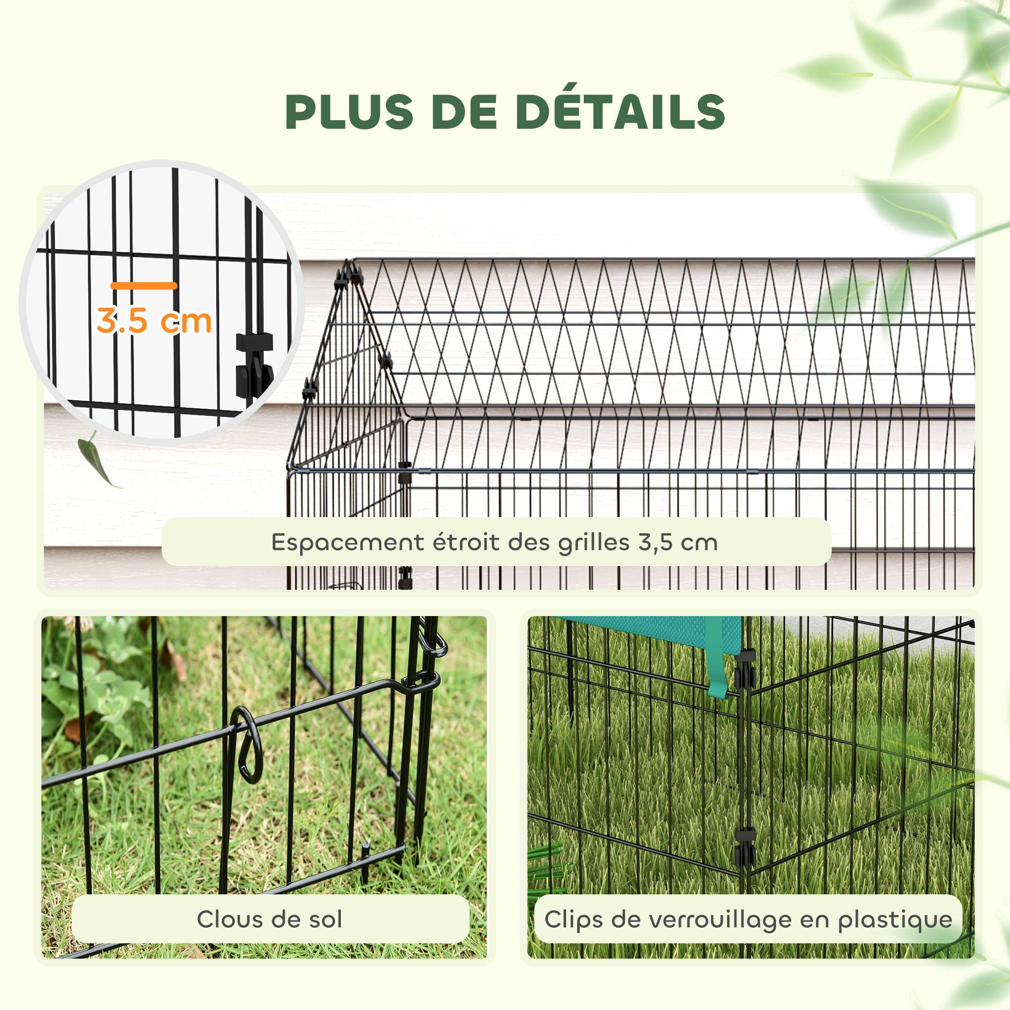 Enclos lapin acier vert 185 x 75 x 75 cm - PANGIVO - Gamm vert