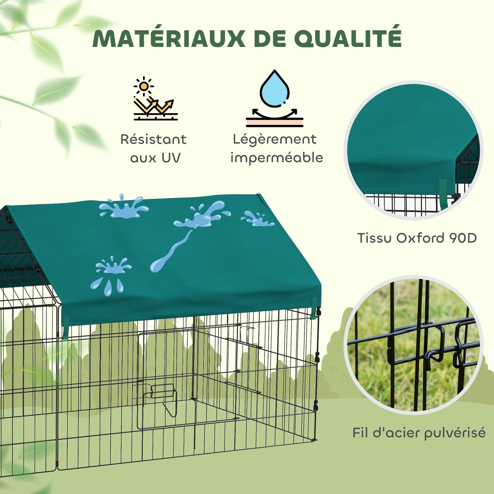 Enclos lapin acier vert 185 x 75 x 75 cm - PANGIVO - Gamm vert