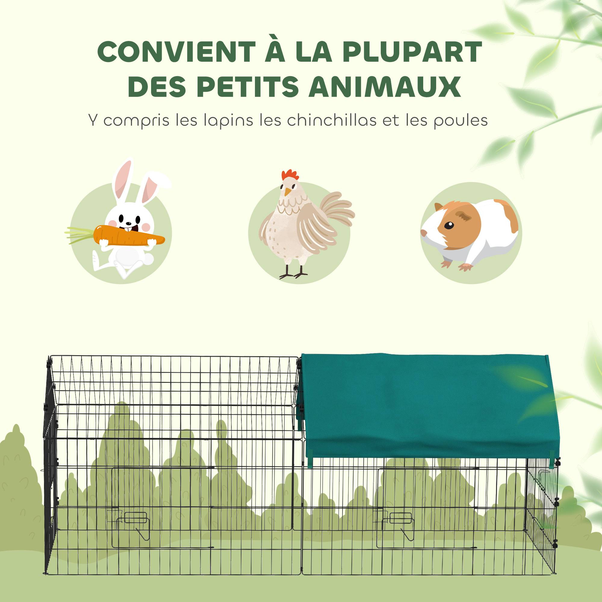 Enclos lapin acier vert 185 x 75 x 75 cm - PANGIVO - Gamm vert
