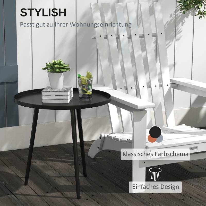 Table ronde extérieur structure acier Ø40x50cm noire, table d'appoint ...