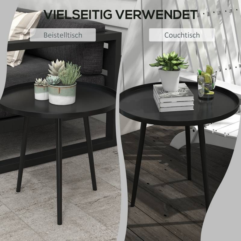 Table ronde extérieur structure acier Ø40x50cm noire, table d'appoint ...