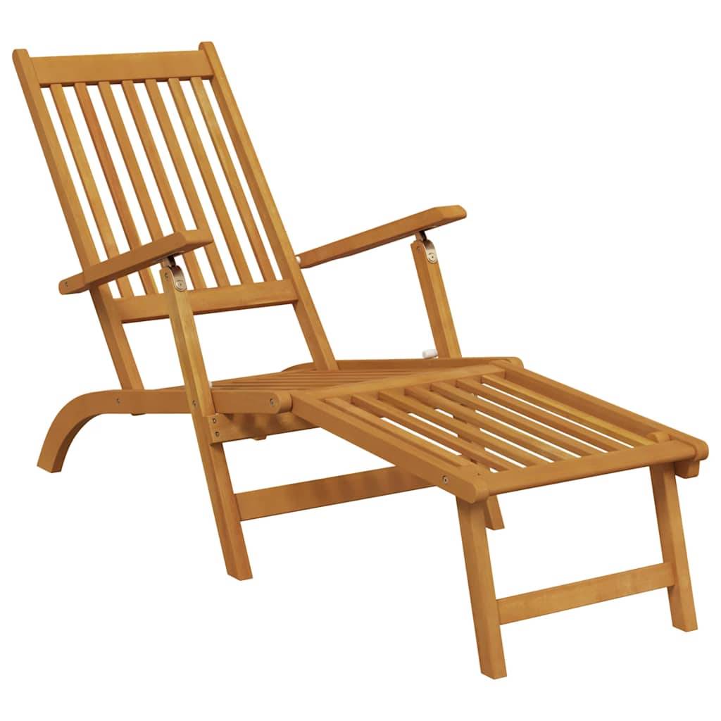 Chaises longues d'extérieur avec repose-pieds et table Acacia solide ...