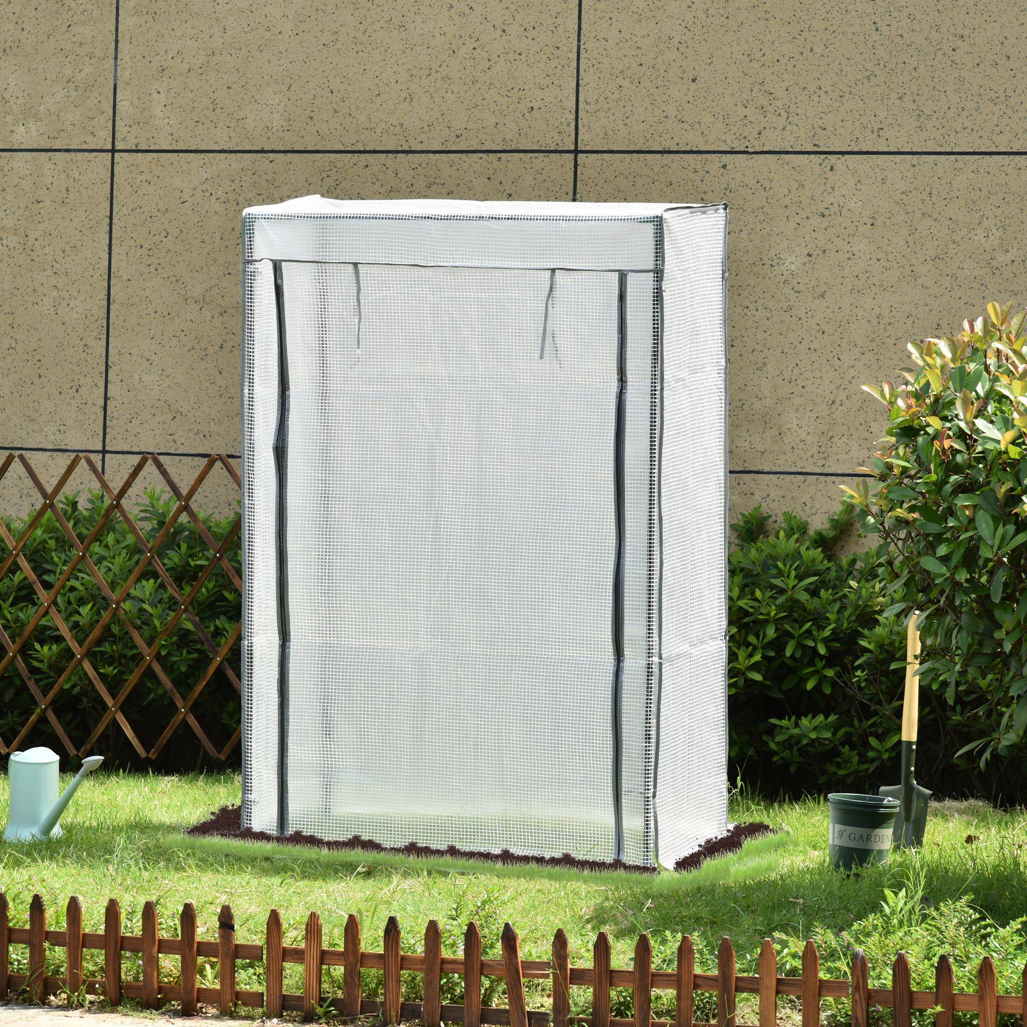 Serre de jardin en acier et polyéthylène blanc 100 x 50 x 150 cm ...
