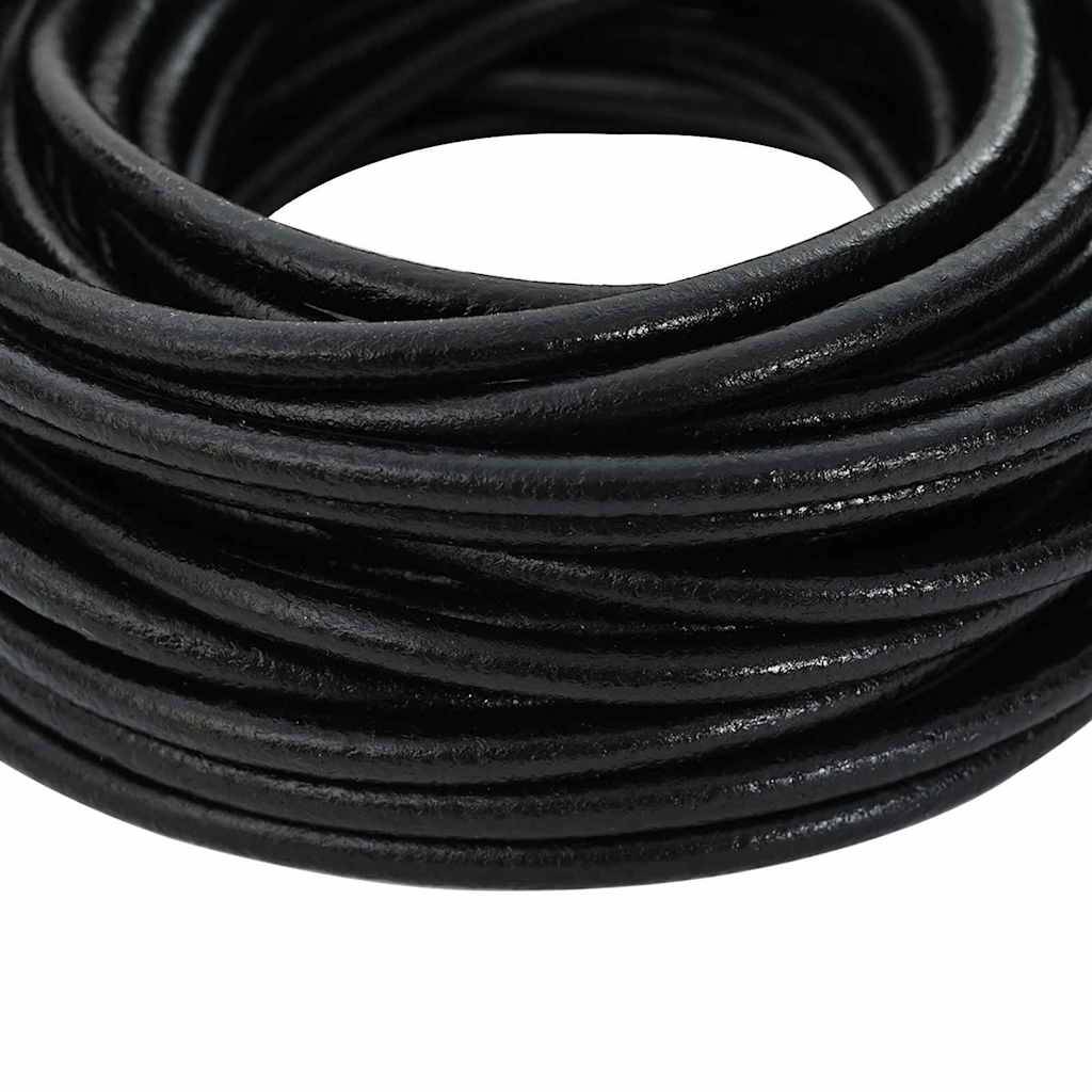 Corde en Cuir Noir Ø5 mm x 50 m Cuir Maison Chic - Gamm vert