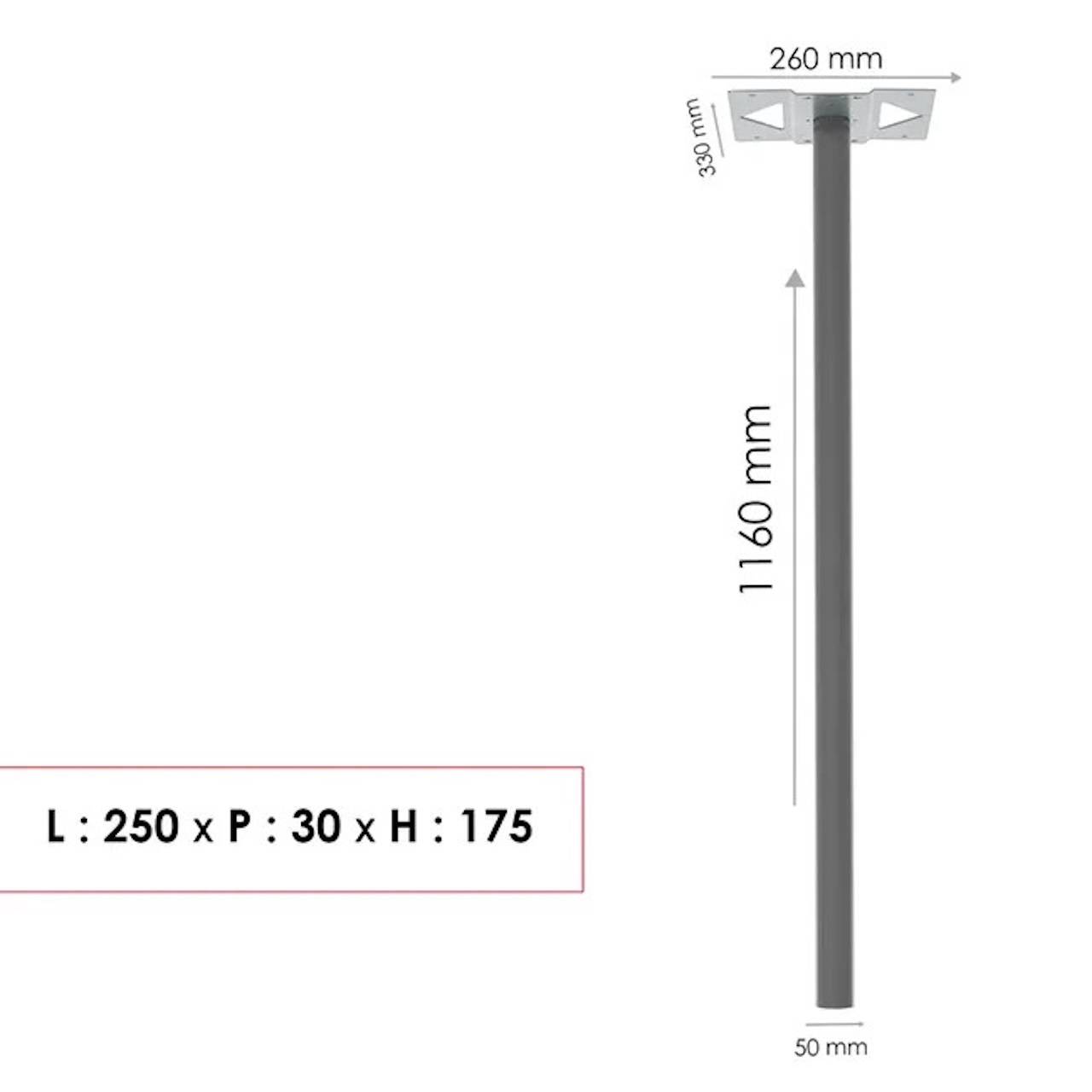 Kit de fixation - H.116 x l.33 x P.5 cm - gris - Gamm vert