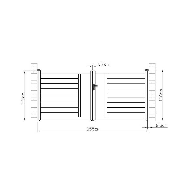 Portail battant aluminium 350x158 cm anthracite avec serrure et ...