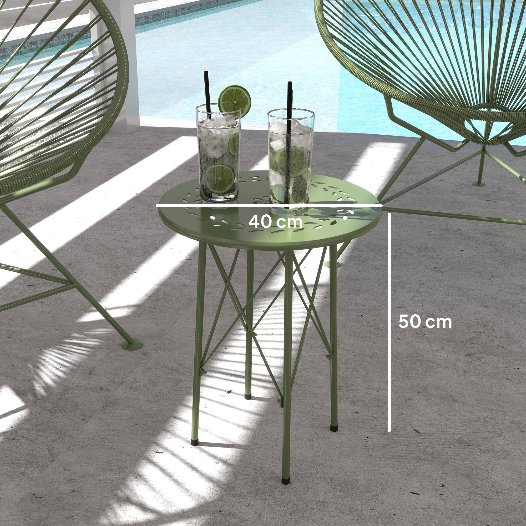 Table d'appoint extérieure aciers vert 40 x 40 x 50 cm - PANGIVO - Gamm ...