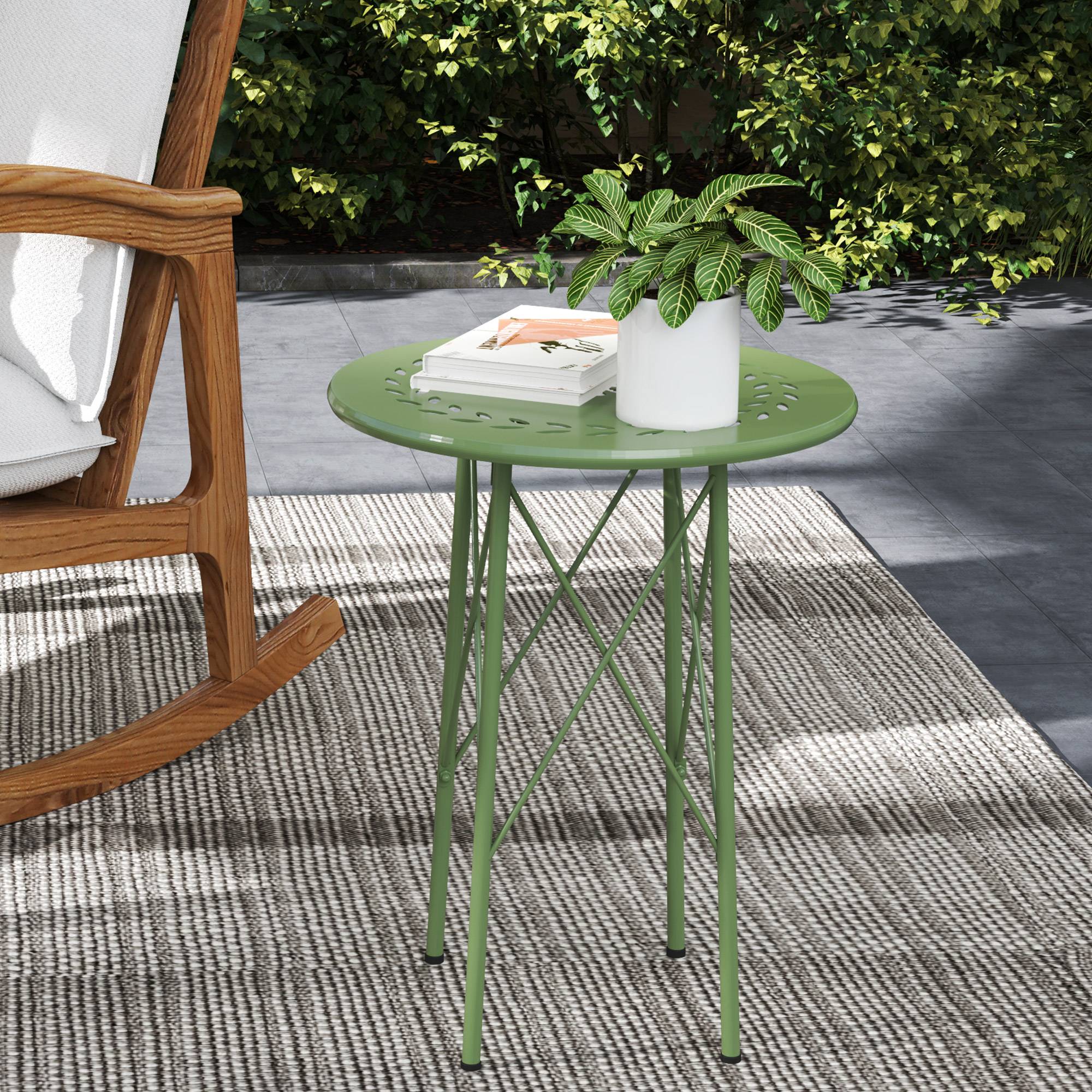 Table d'appoint extérieure aciers vert 40 x 40 x 50 cm - PANGIVO - Gamm ...